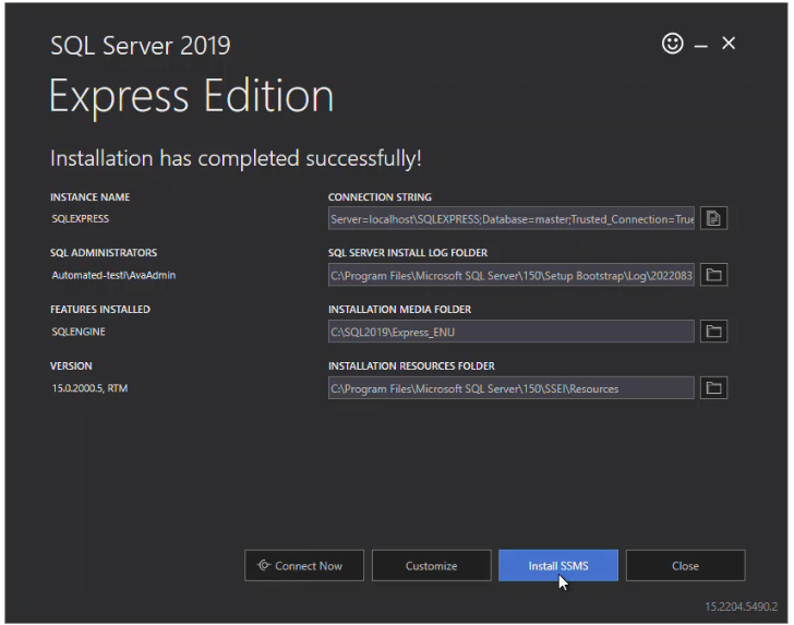 SQL Express & SSMS Installation